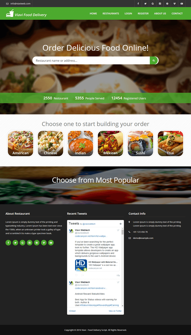 Viavi Advanced Php Food Delivery Script Inkthemes
