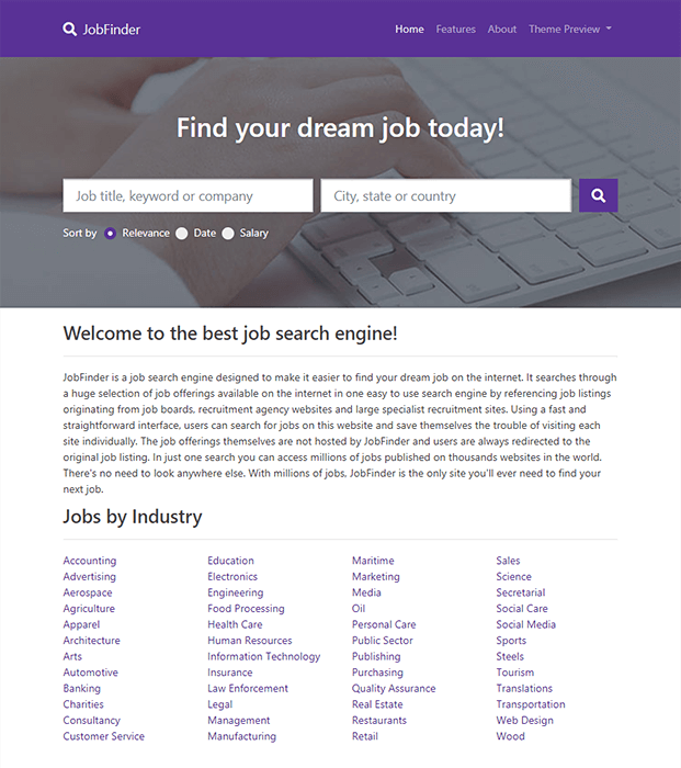 JobFinder - Job Portal PHP Script With Instant Search Engine | InkThemes