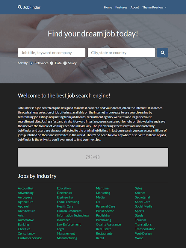 JobFinder - Job Portal PHP Script With Instant Search Engine | InkThemes