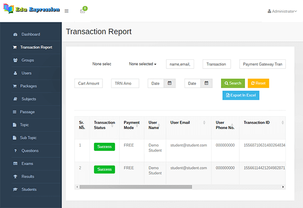 Edu Expression - Advanced Exam PHP Script | InkThemes