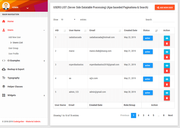 Codeigniter Material Admin & User Management System | InkThemes Codeigniter Material Admin & User Management System | InkThemes