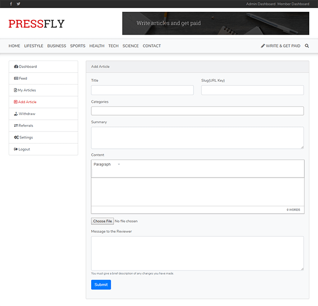 PressFly - Premium Paid Blogging PHP Script | InkThemes