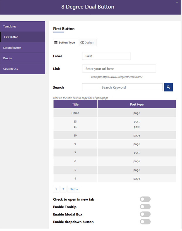 Eight Degree Dual Buttons - WordPress Button Builder Plugin | InkThemes