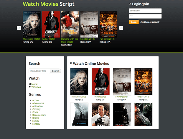 PHP Watch Movies - TV Shows & Movies Website PHP Script | InkThemes