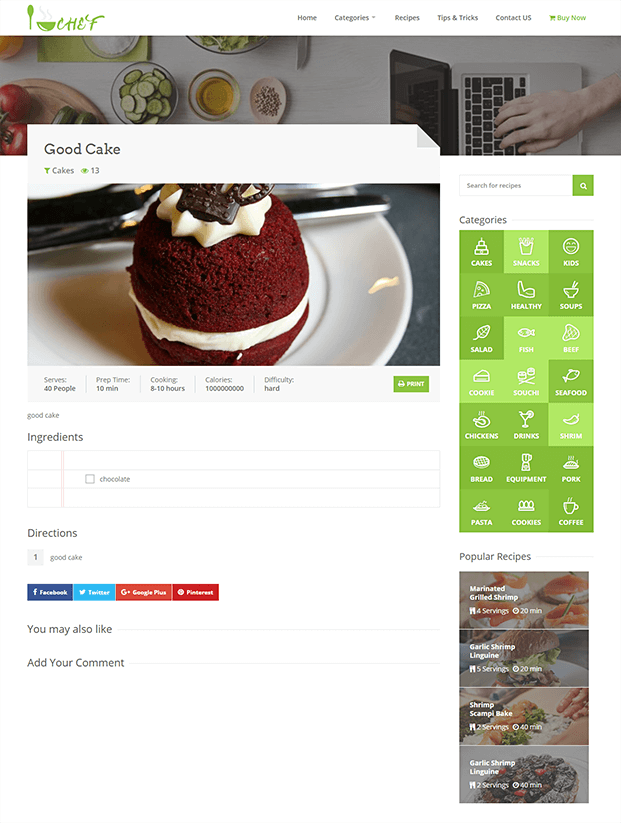 I-Chef - Advanced Recipe PHP Script | InkThemes