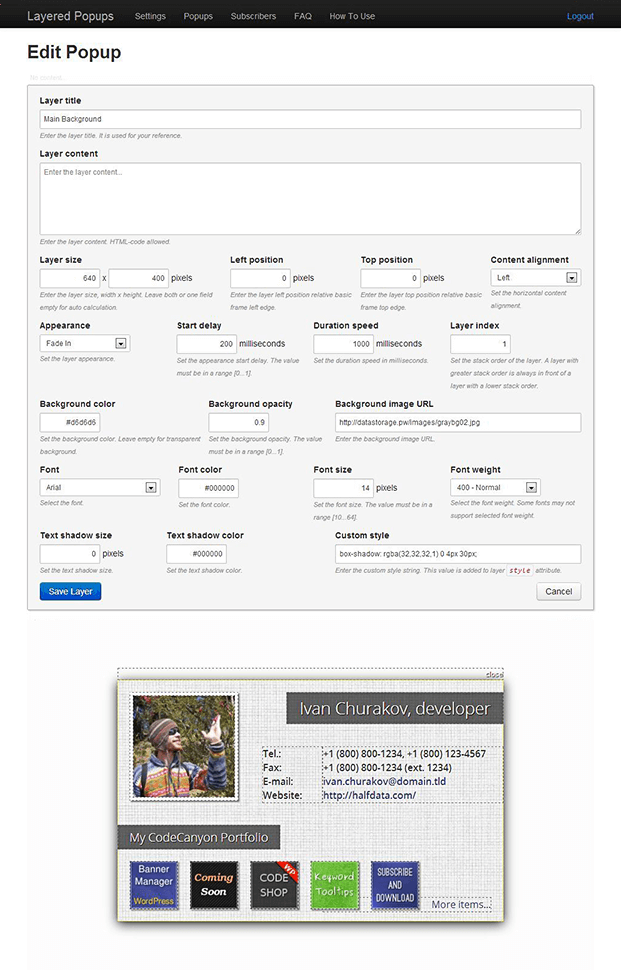 Advanced Layered Popups Php Script Inkthemes
