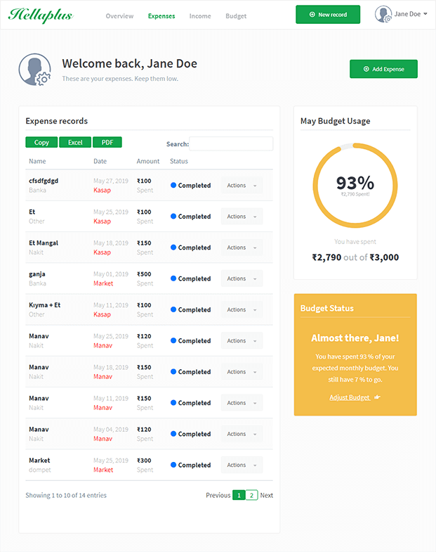 Hellaplus Expense Manager System In Php Inkthemes