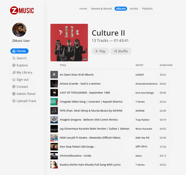 Premium Zuz Music Streaming PHP Script | InkThemes