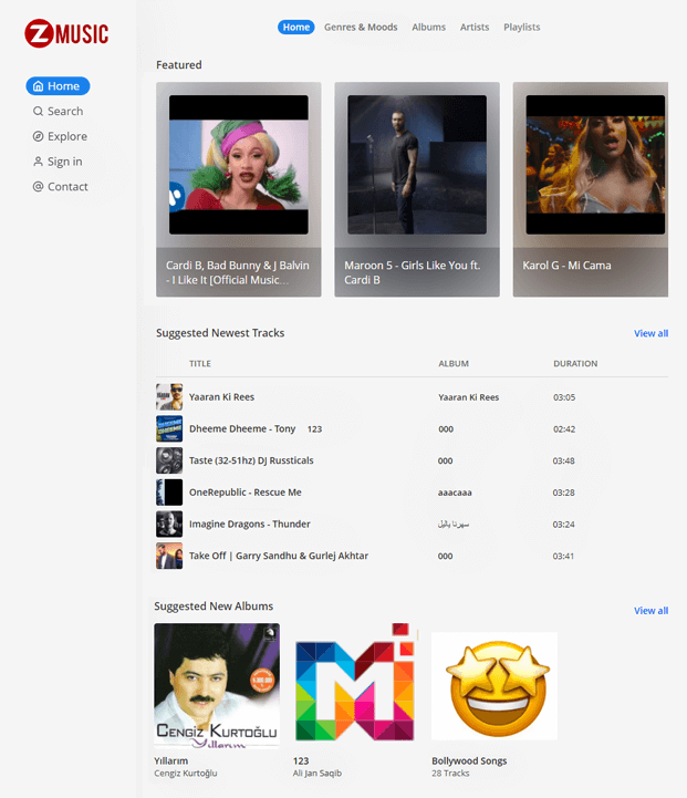 Premium Zuz Music Streaming PHP Script | InkThemes